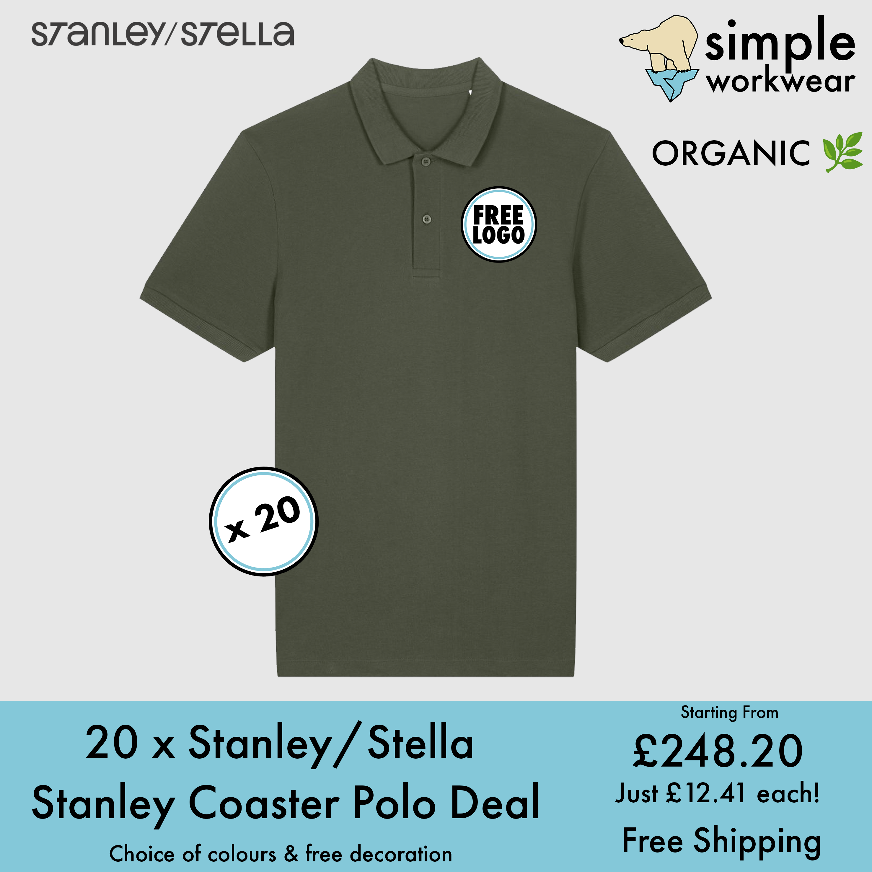 BUNDLE X 20 Stanley/Stella Coaster Mens Polo Shirts With Free Print/Em – My Needs Are Simple